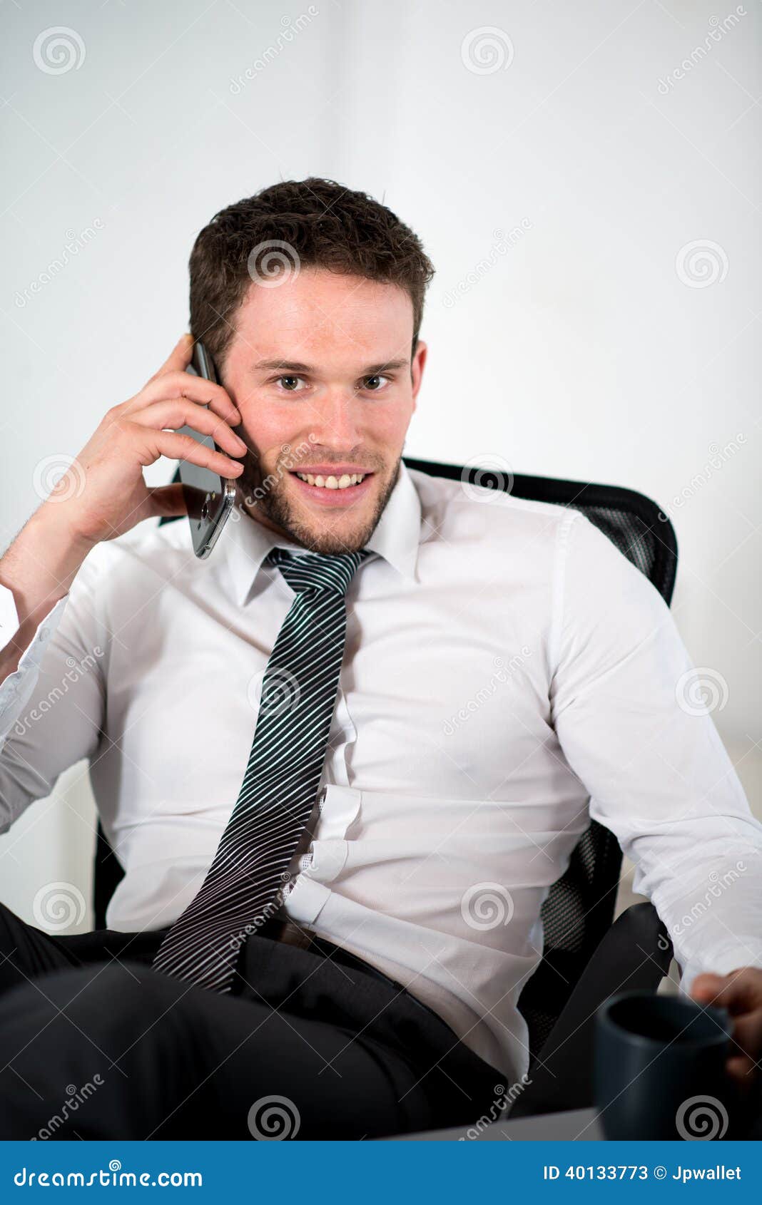 Handsome Young Executive Business Man in Office Stock Image - Image of ...