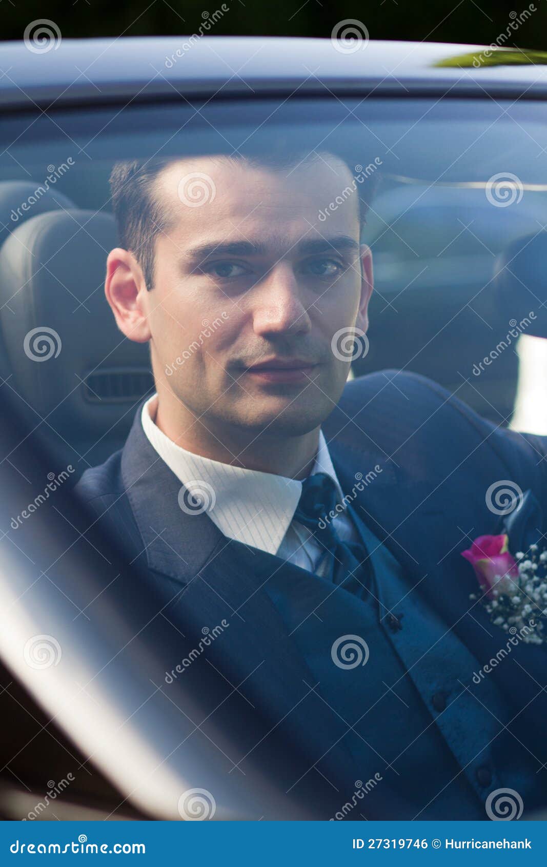 Handsome Young Groom in a Car Stock Photo - Image of portrait, looking ...
