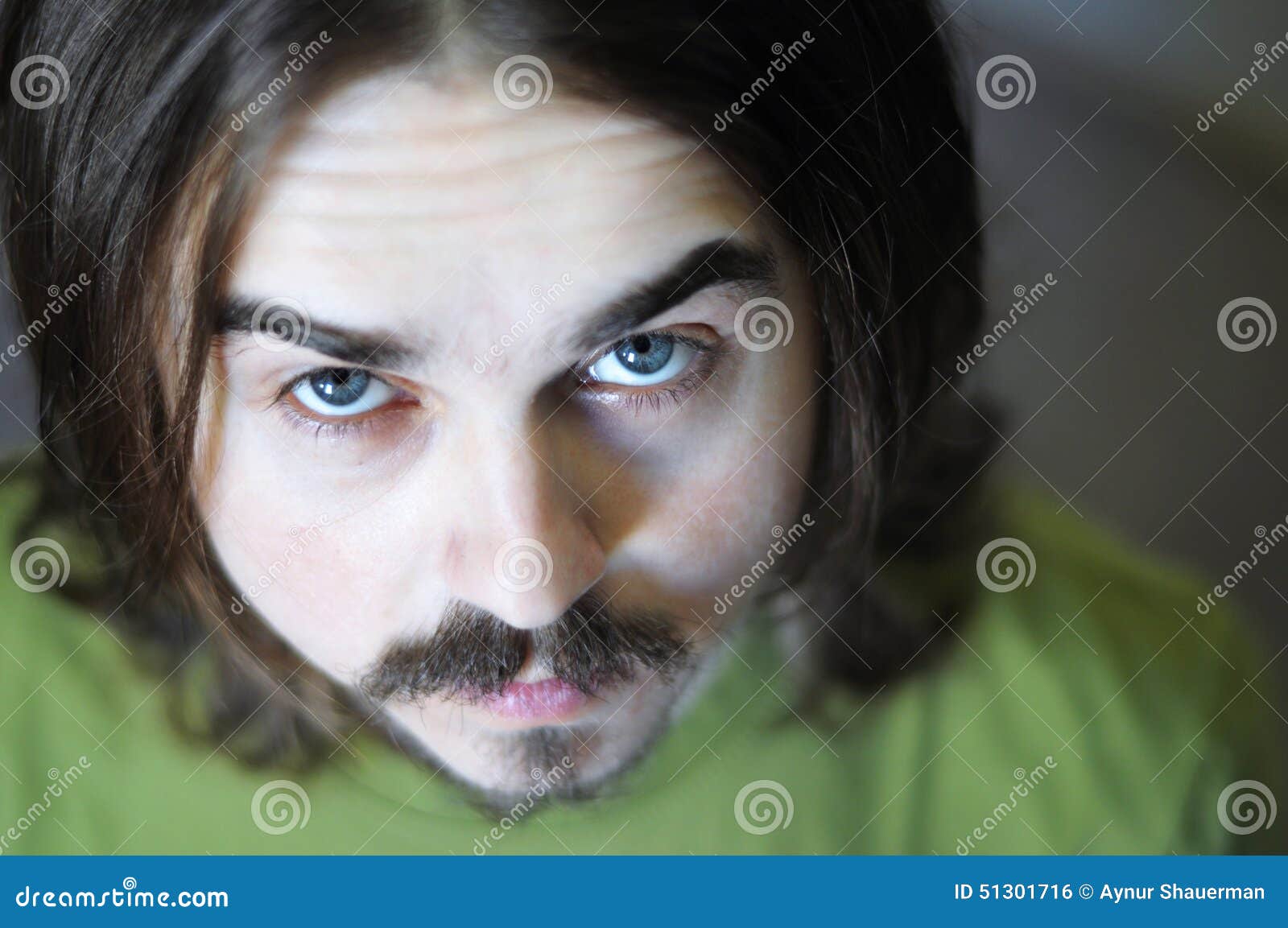 Handsome Young Guy Looking Up Stock Photo - Image of beard, contact ...