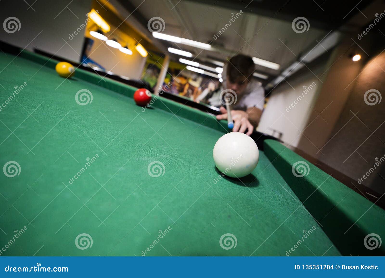 Handsome Young Guy Playing Billiards Stock Photo - Image of game ...
