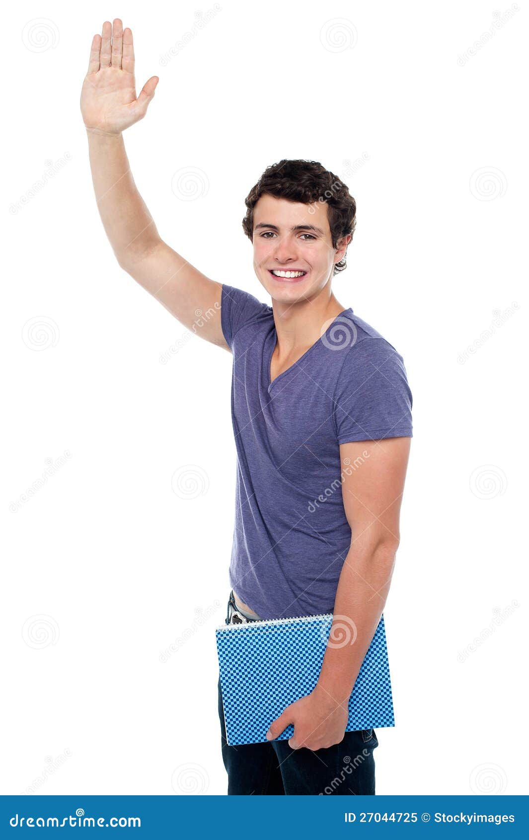 Handsome Young Guy Putting His Right Hand Up Stock Image - Image of ...