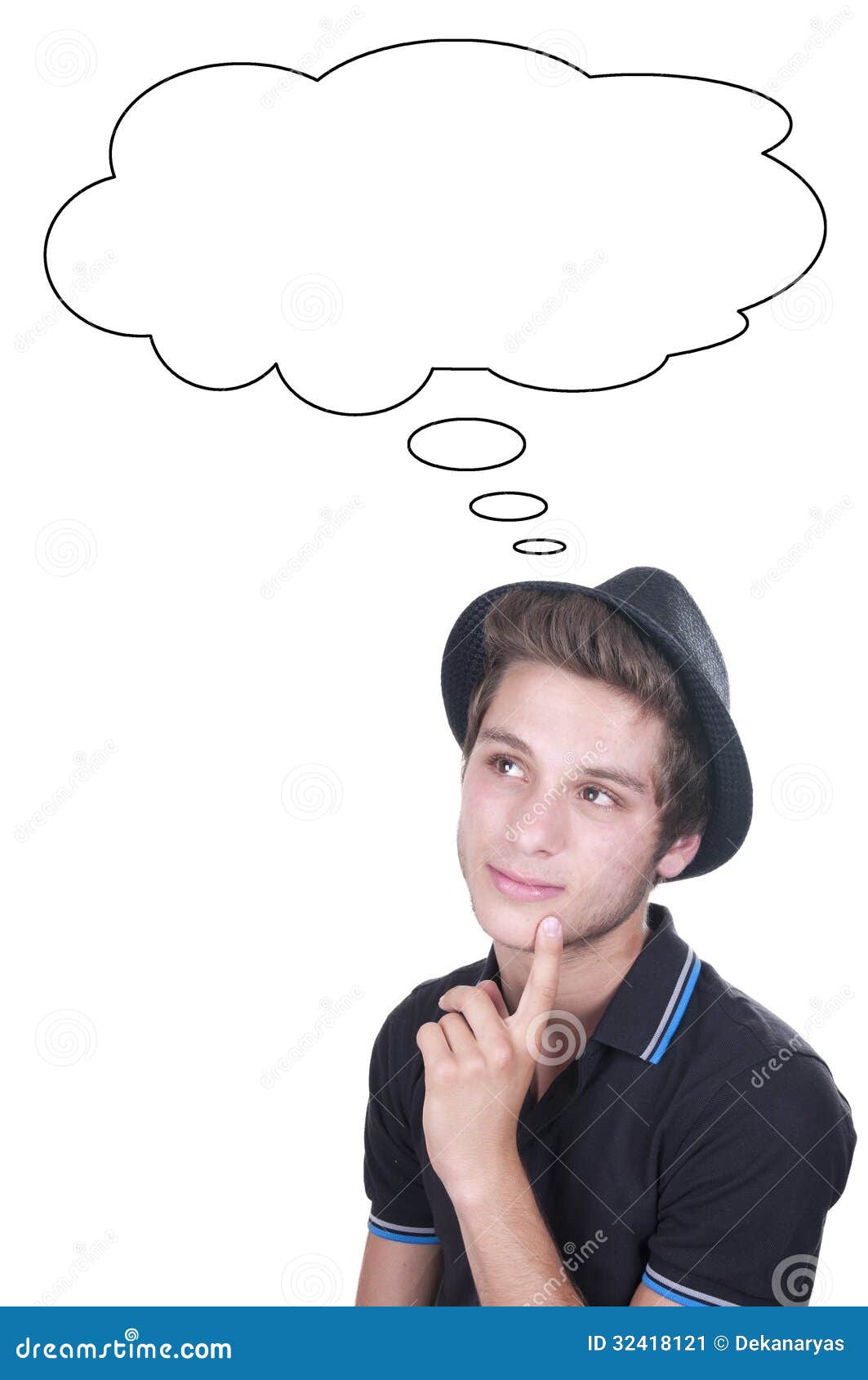 Handsome Young Guy Thinking Looking Up Stock Image - Image of isolated ...