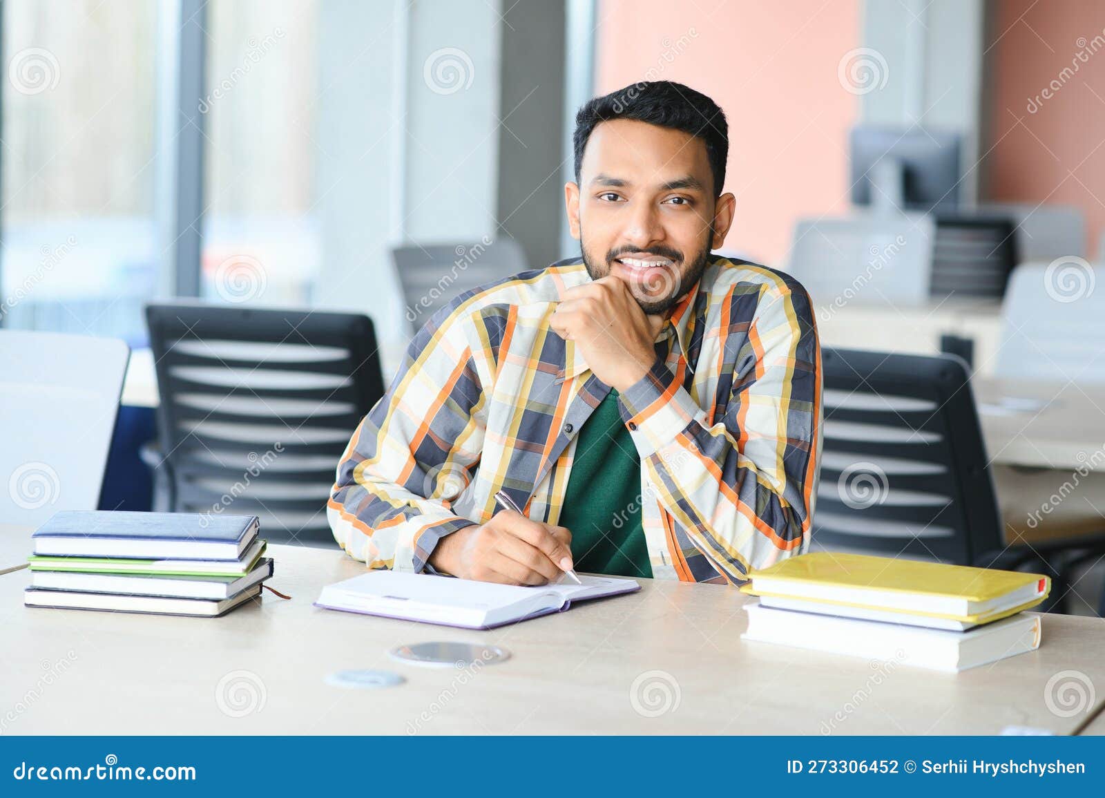 Handsome Young Indian Boy Student with Books and Backpack at University ...