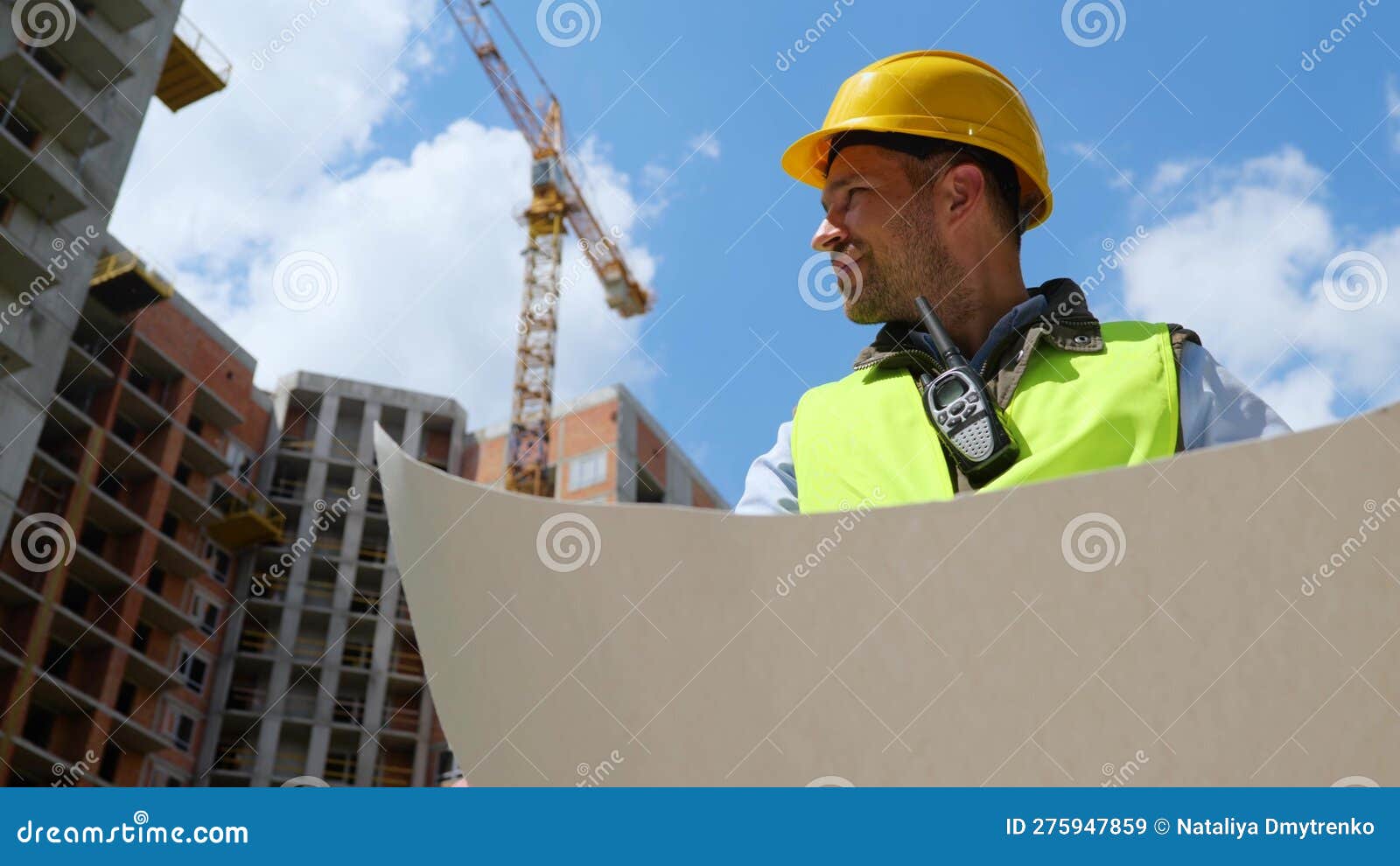 Handsome Young Male Constructor Engineer Wearing Helmet and Uniform ...