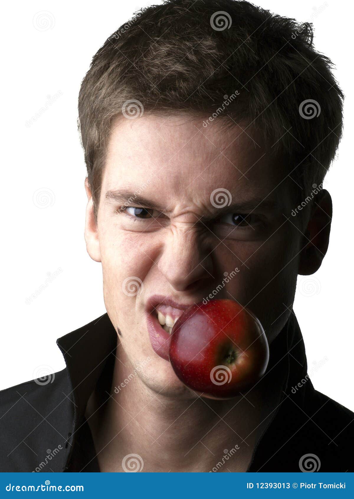 Handsome Young Male Model Biting an Apple Stock Image - Image of cool ...