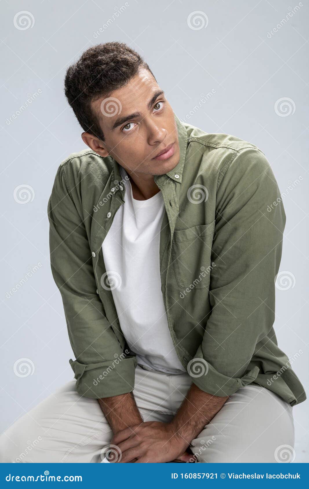 Man Pondering a Solution To His Problem Stock Image - Image of studio ...