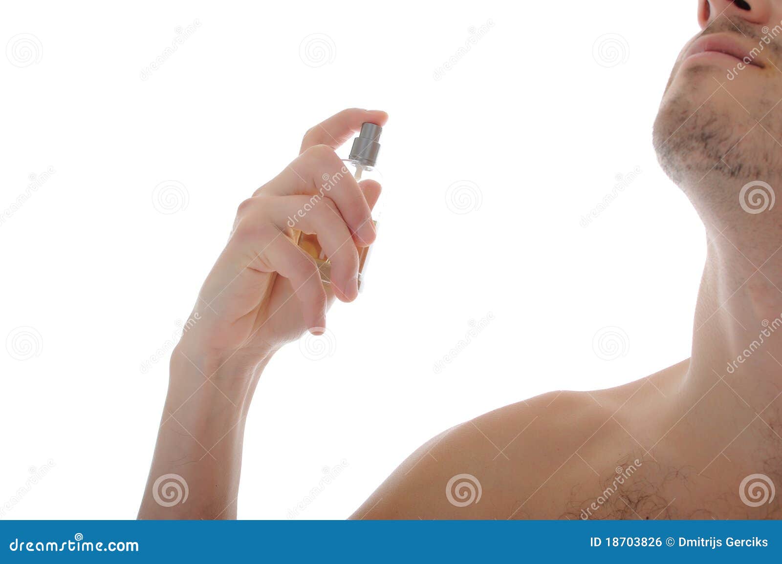 Handsome Young Male Spray Perfume on His Skin Stock Photo - Image of ...