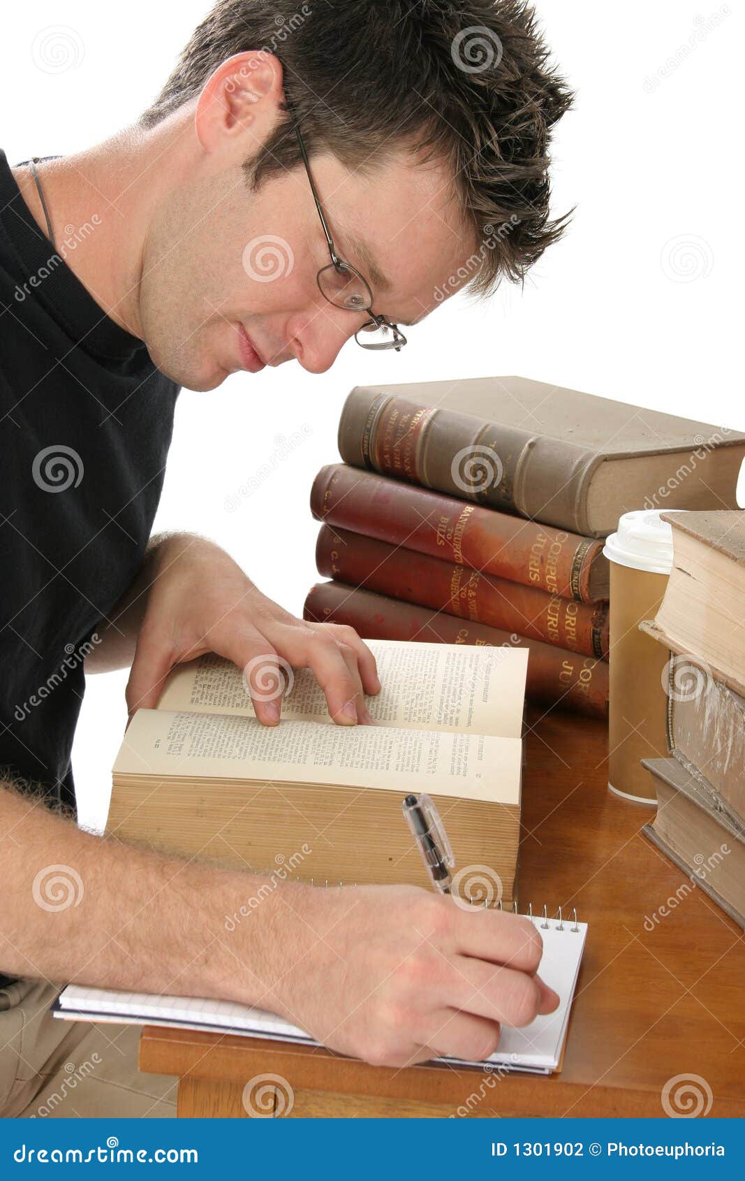 Handsome Young Male Studying Stock Photo - Image of cute, antique: 1301902