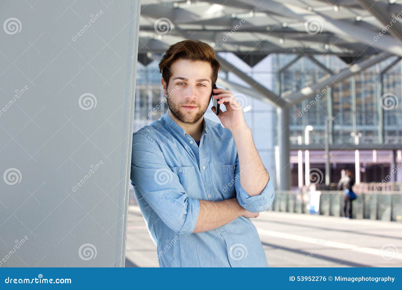 Man With Beard Calling. Bearded Man Call Cell Phone. Communication ...