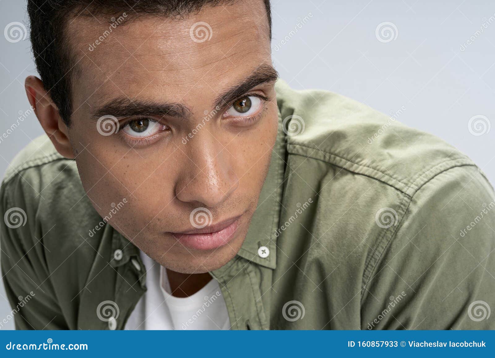 Man Looking Out of the Corners of His Eyes Stock Image - Image of ...
