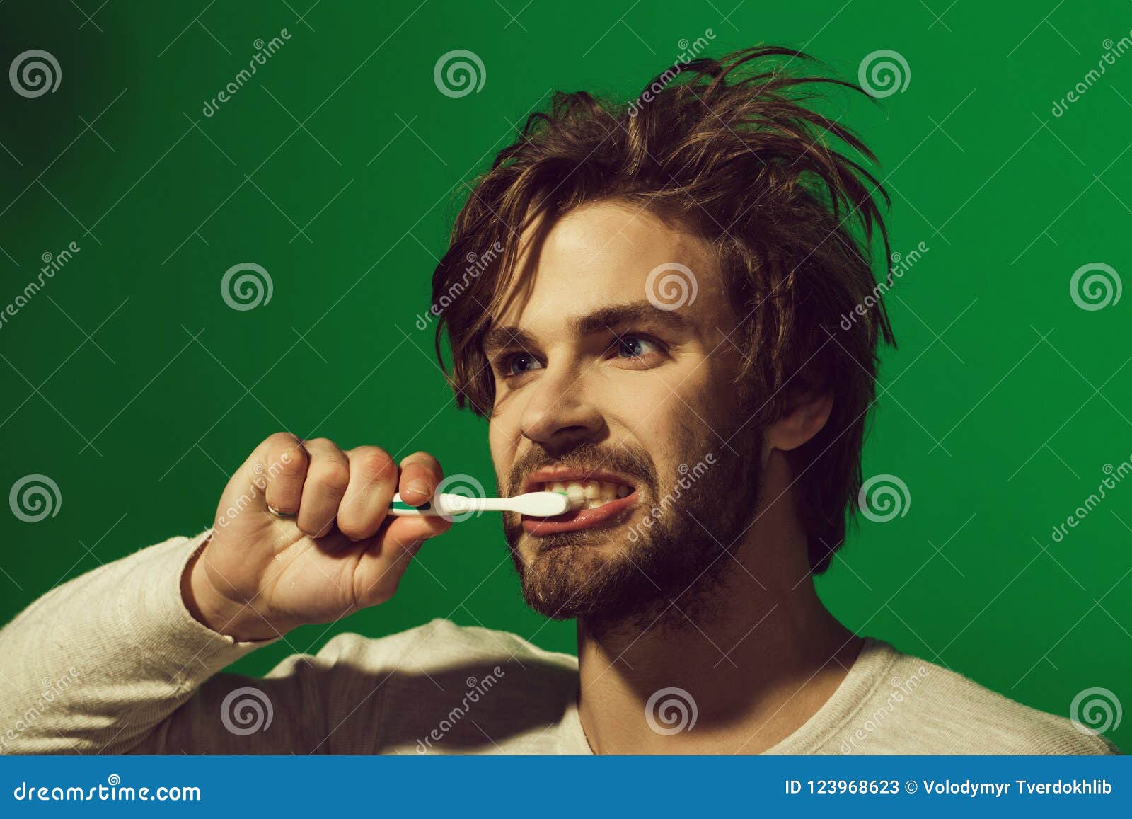 Handsome Young Man Brushing His Teeth Stock Image - Image of care ...