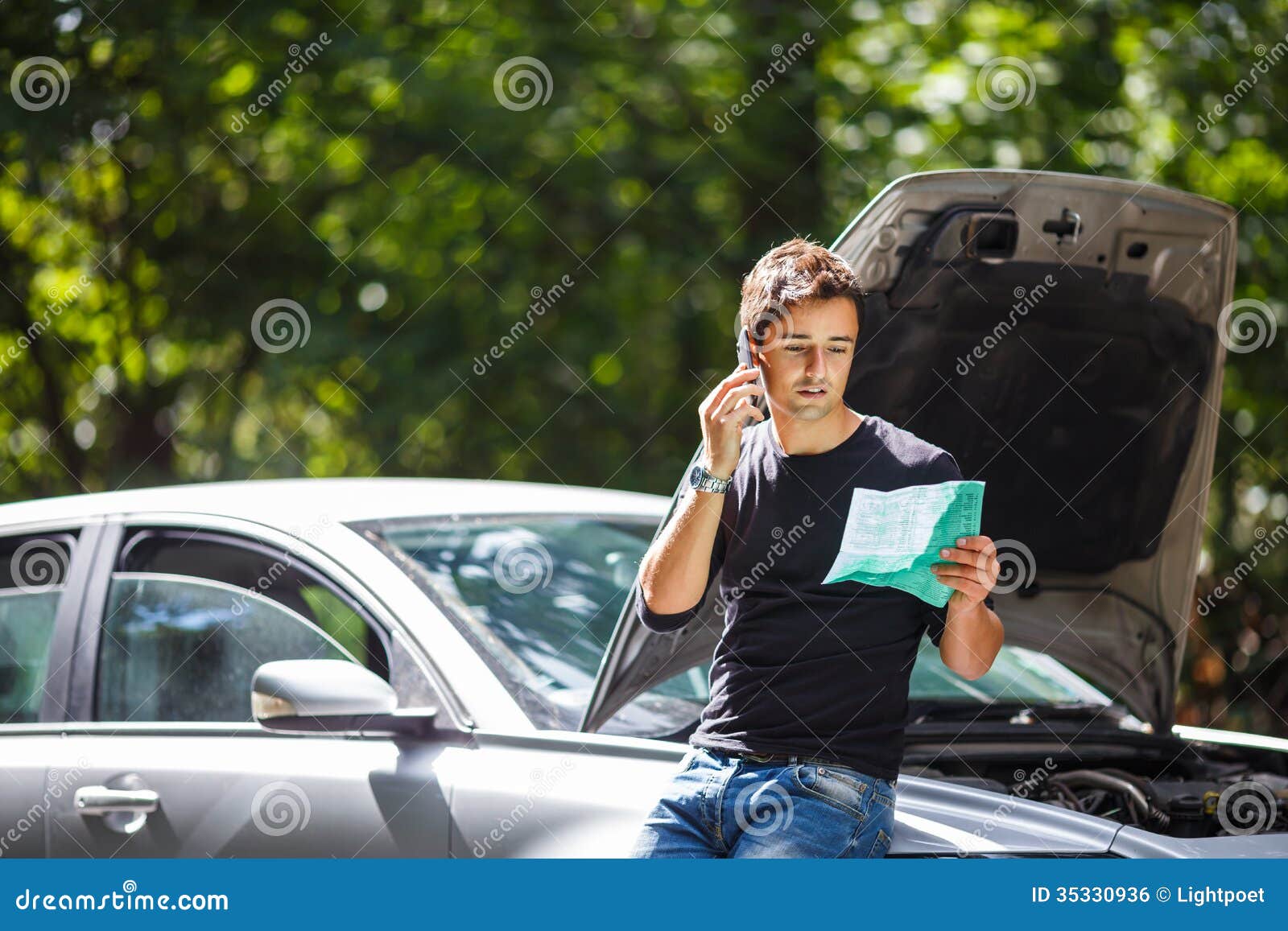 Handsome Young Man Calling for Assistance Stock Photo - Image of ...