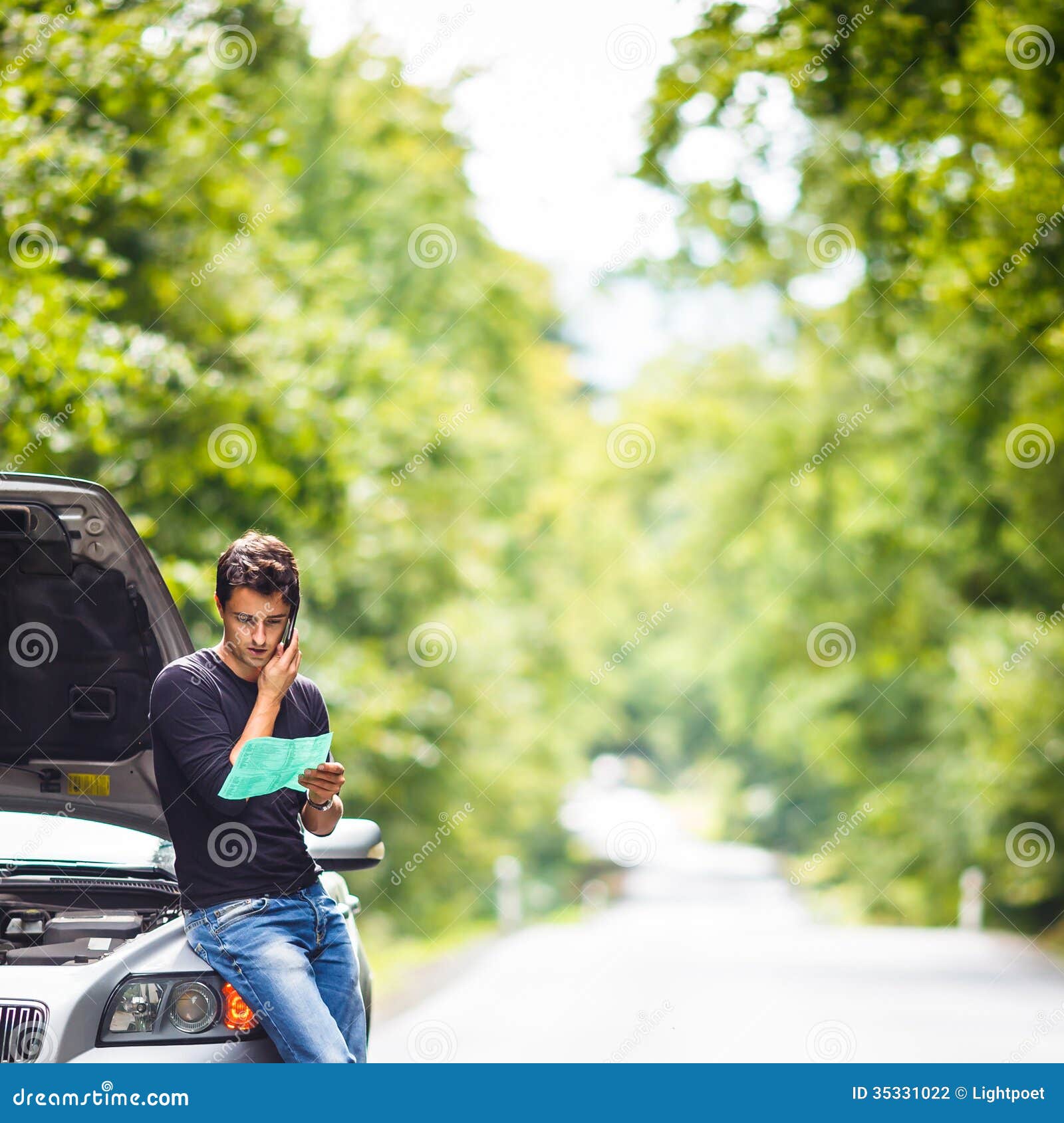 Handsome Young Man Calling for Assistance Stock Photo - Image of ...