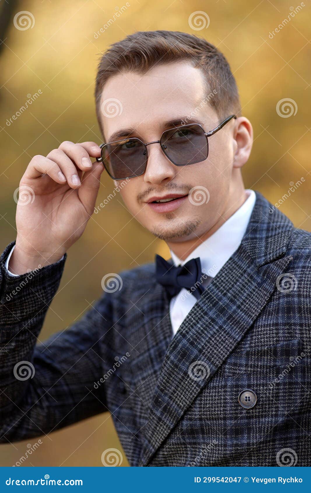 Handsome Young Man in Classic Checked Suit Stock Image - Image of ...