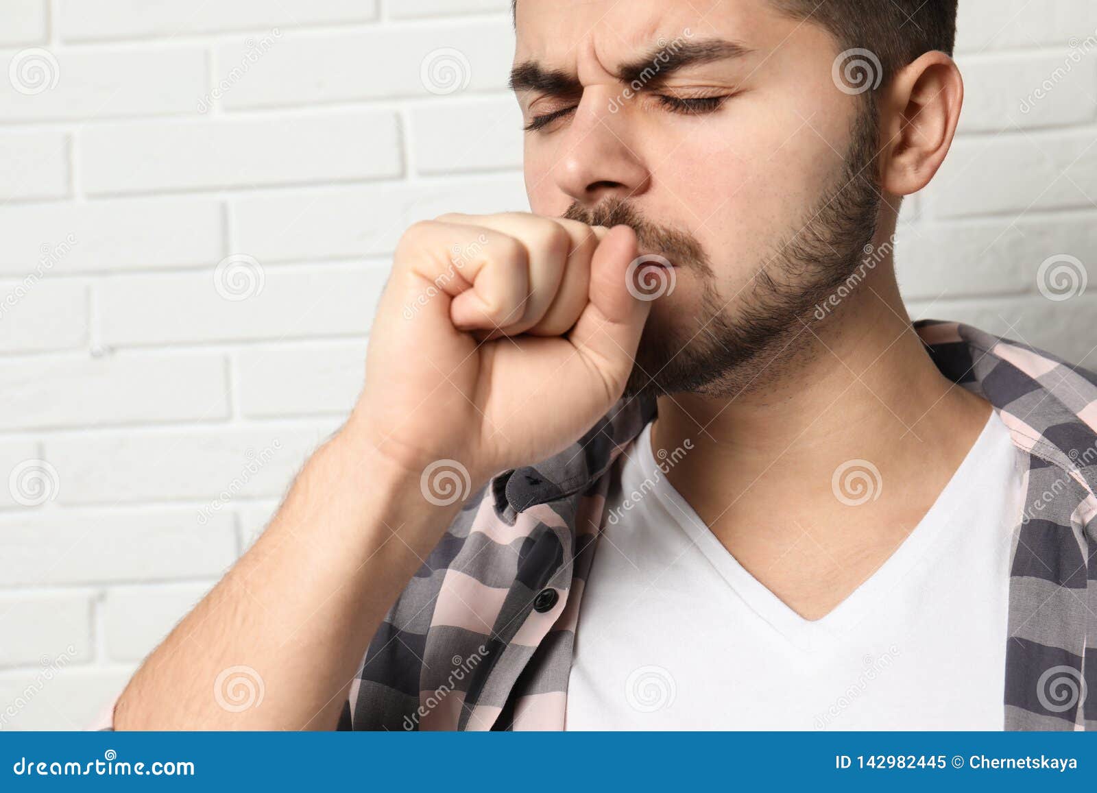 Handsome Young Man Coughing Stock Image - Image of chronic, caucasian ...
