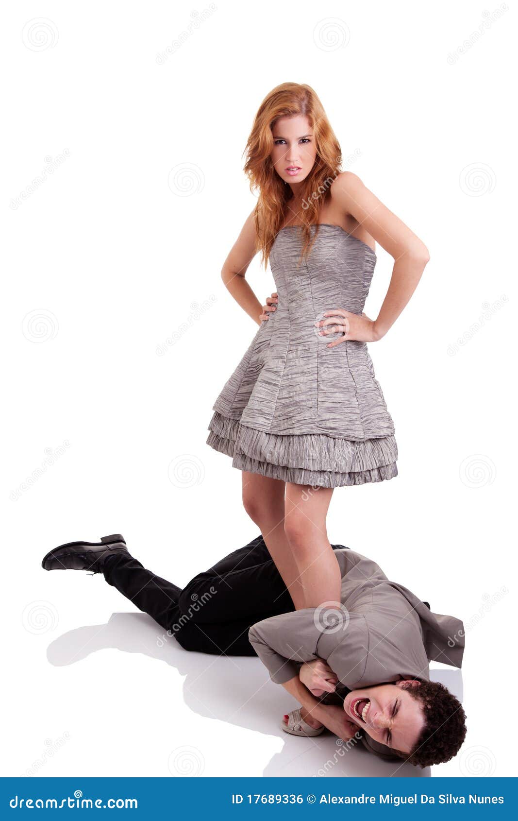 Handsome Young Man Crawling, Clinging To the Foot Stock Photo - Image ...