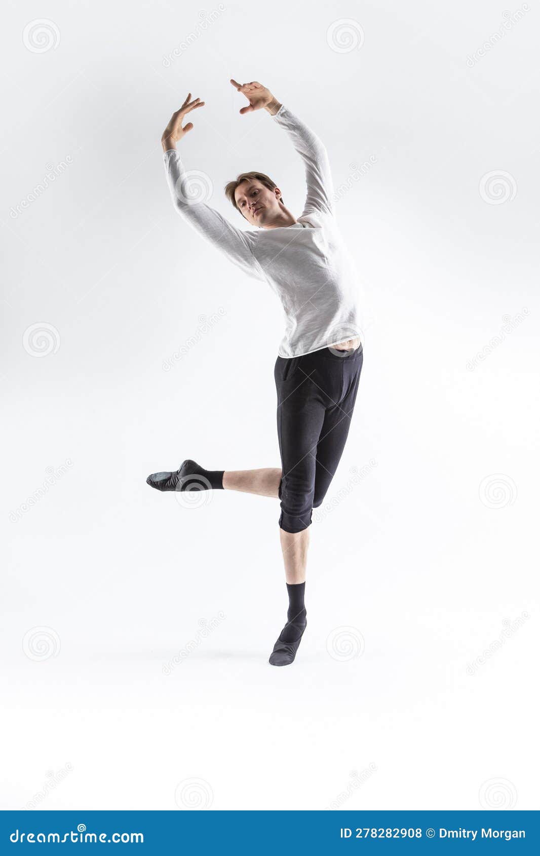 Caucasian Handsome Young Man Dancing Ballet Posing in Dancing Ballet ...