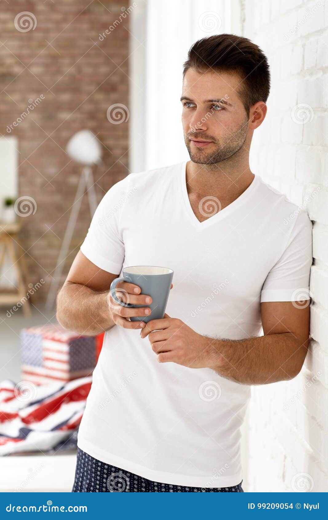 Handsome Man with Morning Coffee Stock Photo - Image of handsome ...