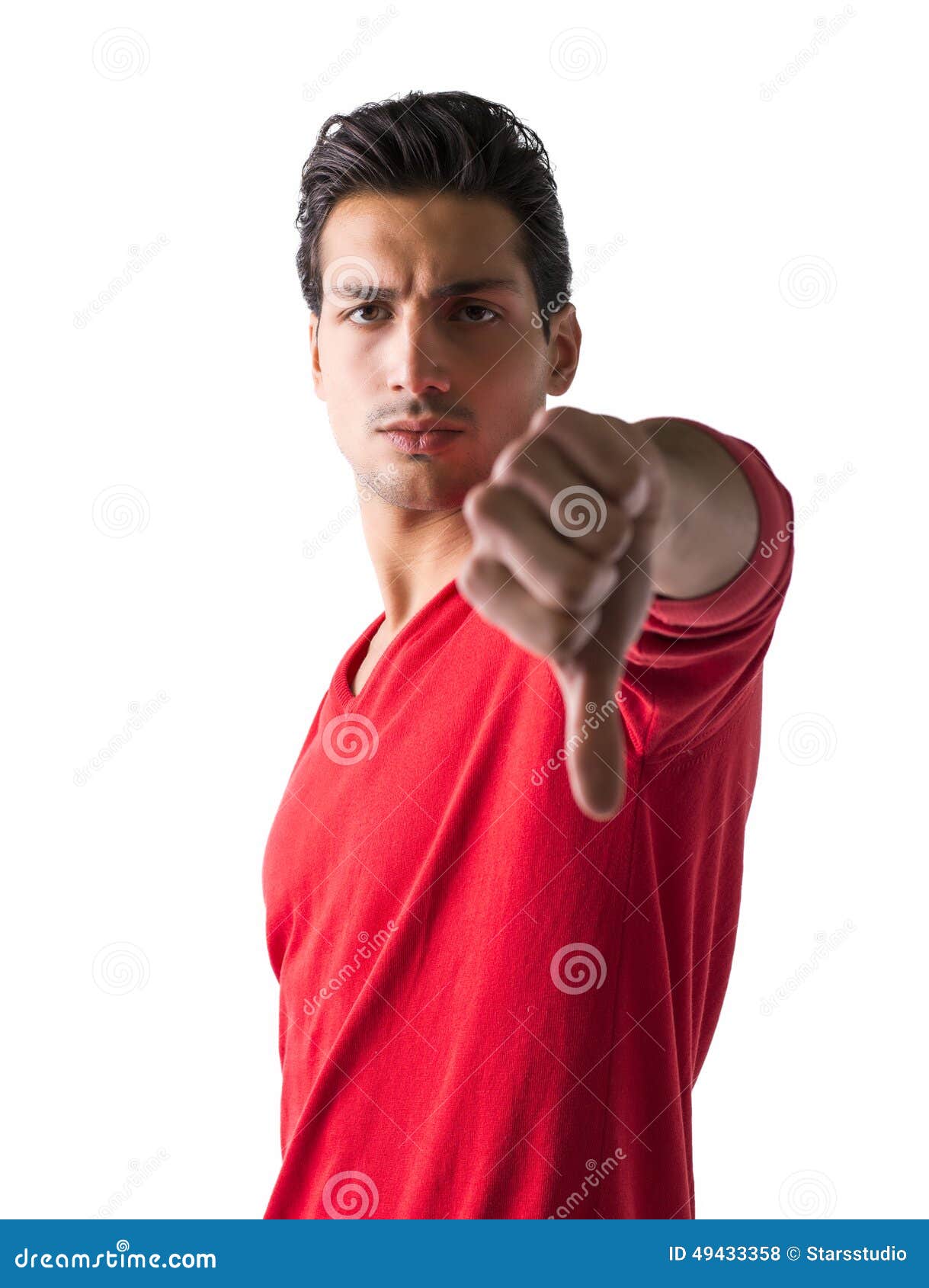 Handsome Young Man Doing Thumb Down Sign Stock Photo - Image of thumb ...