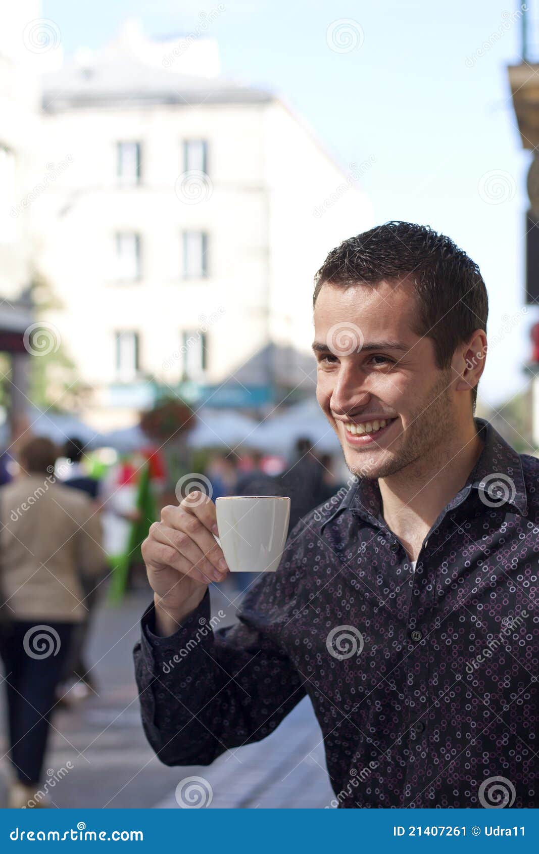 Handsome Young Man Drinking Coffee Stock Image - Image of city ...