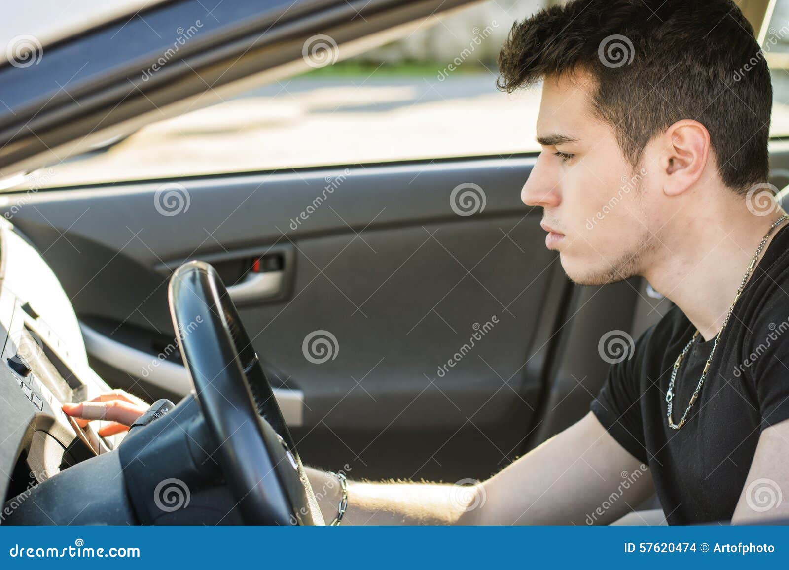 Handsome Young Man Driving a Car Stock Photo - Image of driving, adult ...
