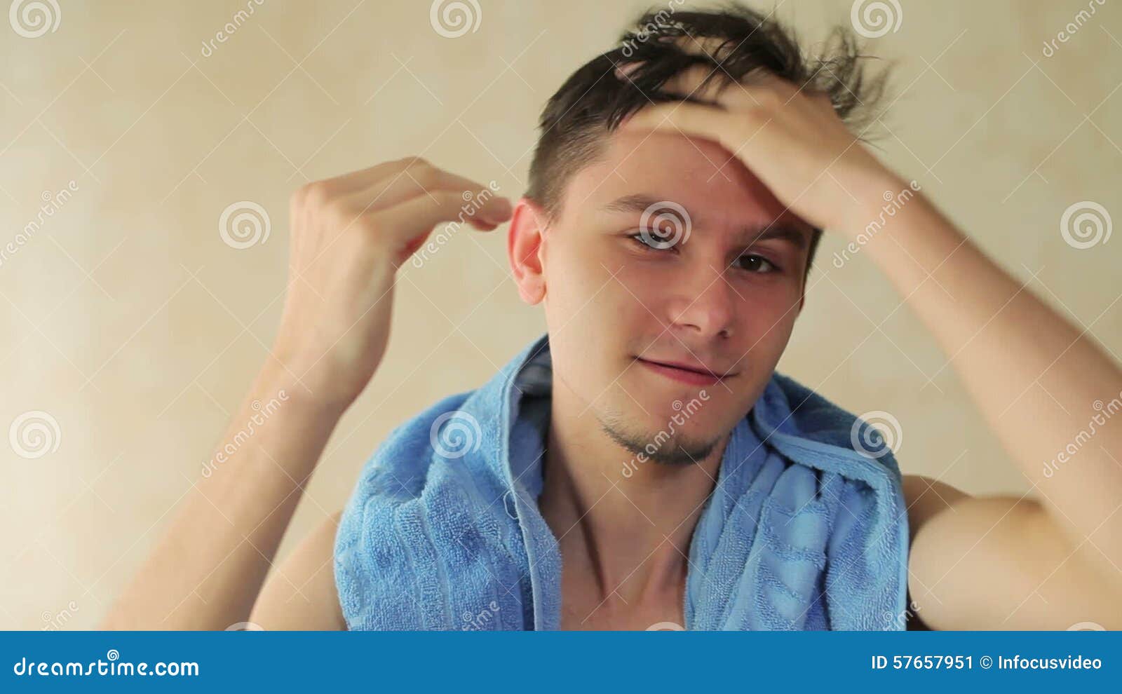 Handsome Young Man Drying Off Stock Video - Video of smile, smiling ...