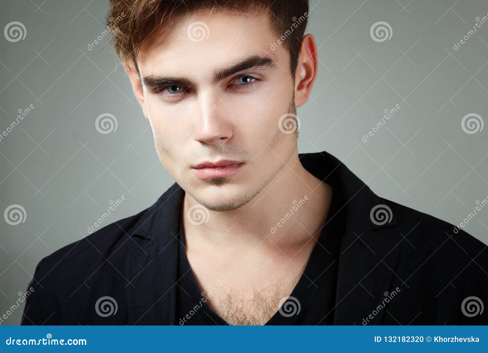Handsome Young Man Face Closeup, Guy Looking at Camera Stock Photo ...