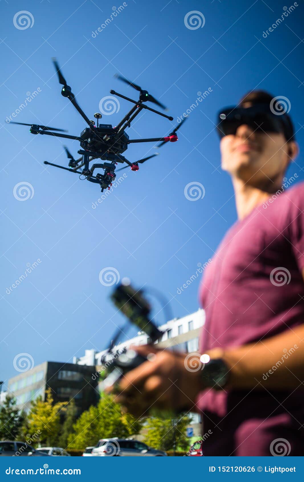 Handsome Young Man Flying a Drone Outdoors Stock Photo - Image of ...