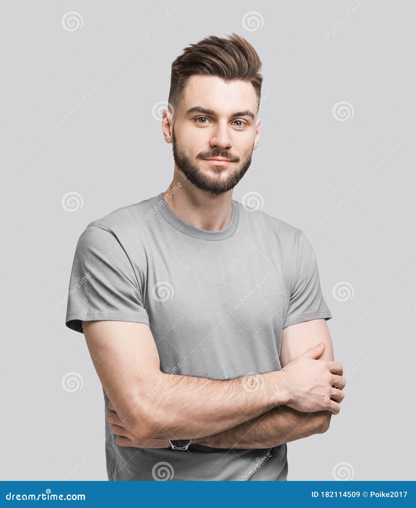 Handsome Young Man with Folded Arms Isolated Portrait. Joyful Cheerful ... Handsome Young Man with Folded Arms Isolated Portrait. Joyful Cheerful ...