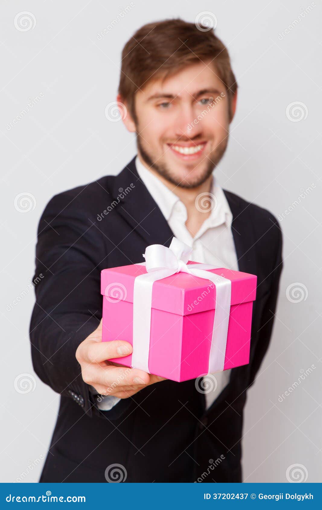 Handsome Young Man with a Gift Box Stock Image - Image of celebration ...