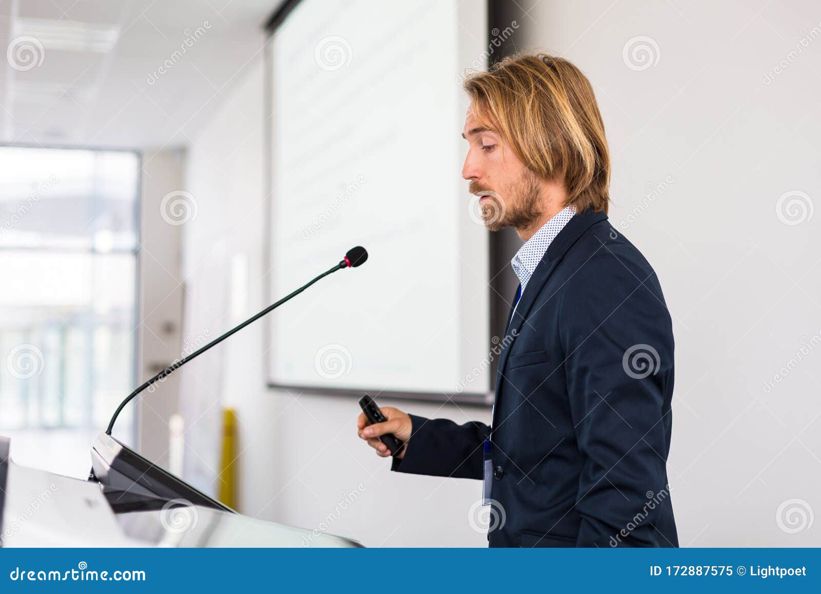 Handsome Young Man at a Conference Stock Image - Image of learn, board ...
