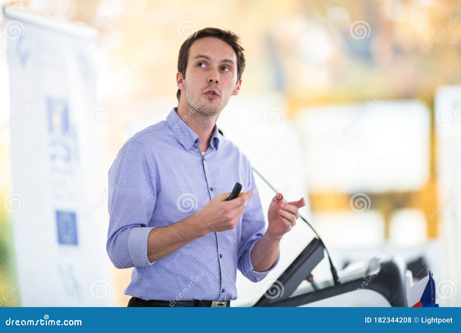 Handsome Young Man Giving a Speech Stock Photo - Image of communication ...