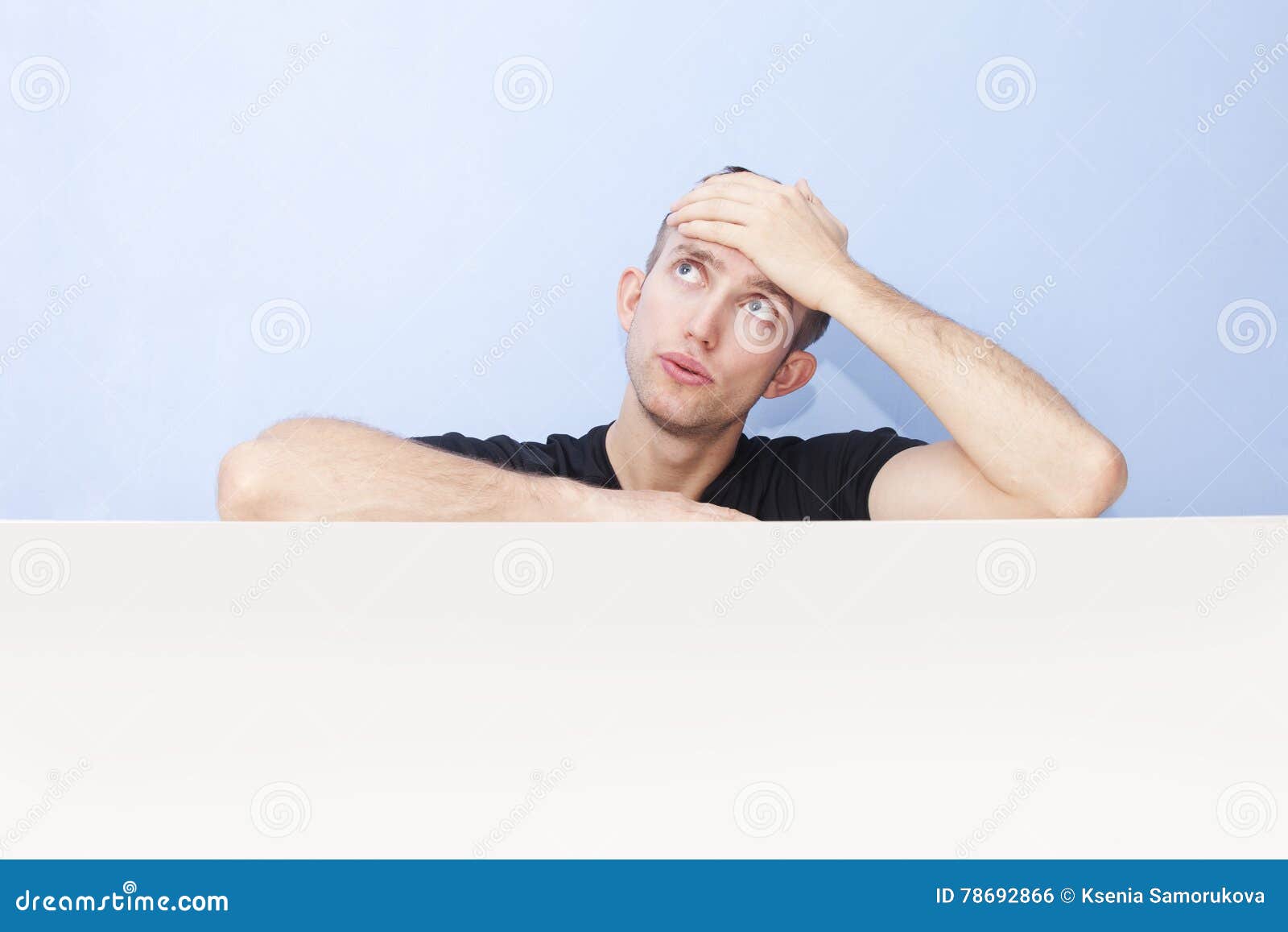 Handsome Young Man Grab the Head Stock Photo - Image of advertising ...