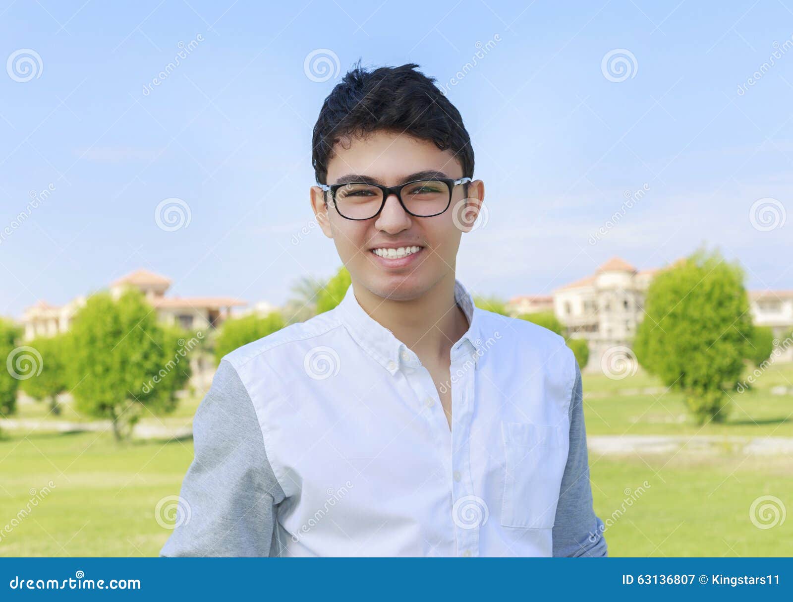 Handsome Young Man With Great Smile Wearing Eye Wear Stock Image