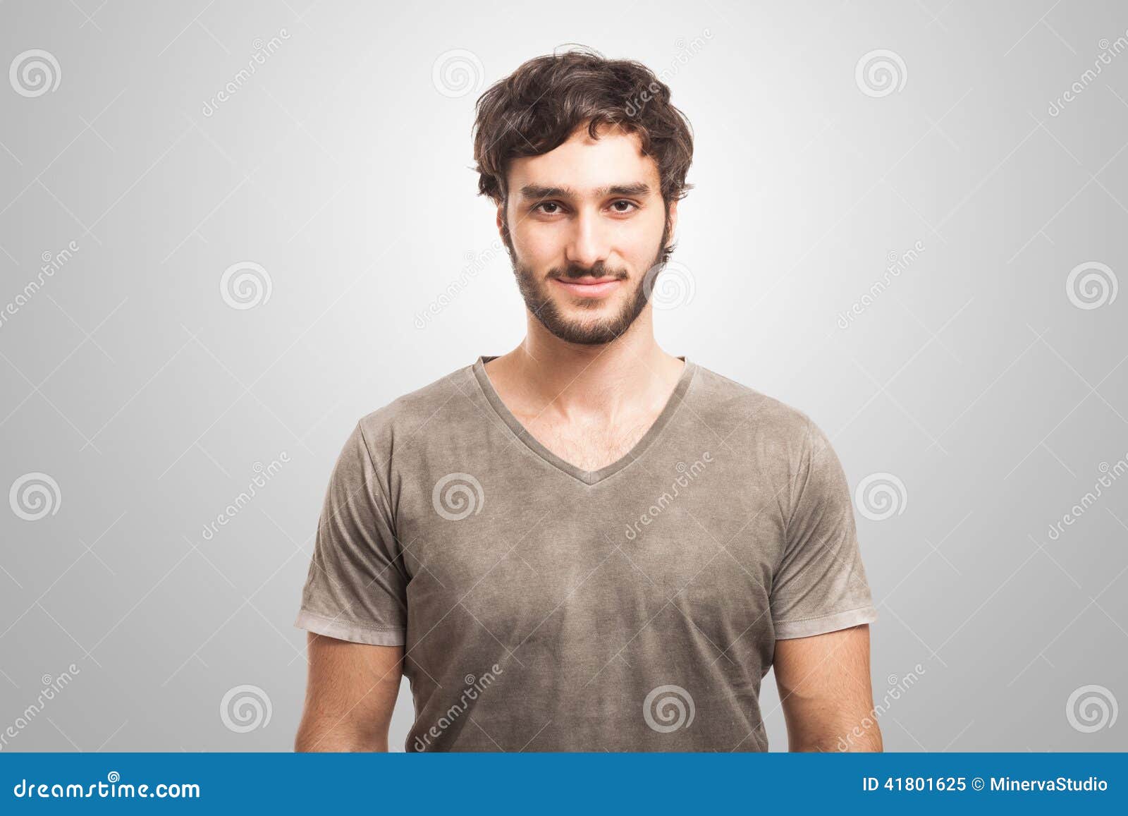 Handsome Young Man on Grey Background Stock Image - Image of grey ...