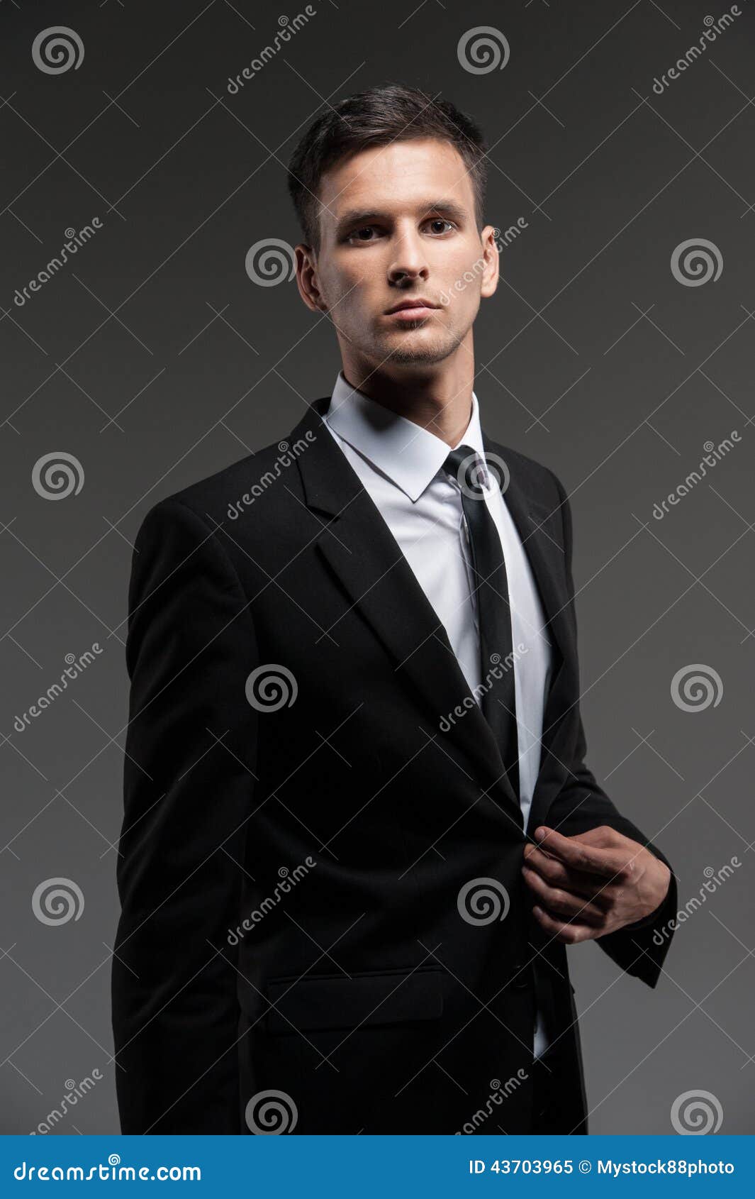 Handsome Young Man on Grey Background. Stock Image - Image of lawyer ...