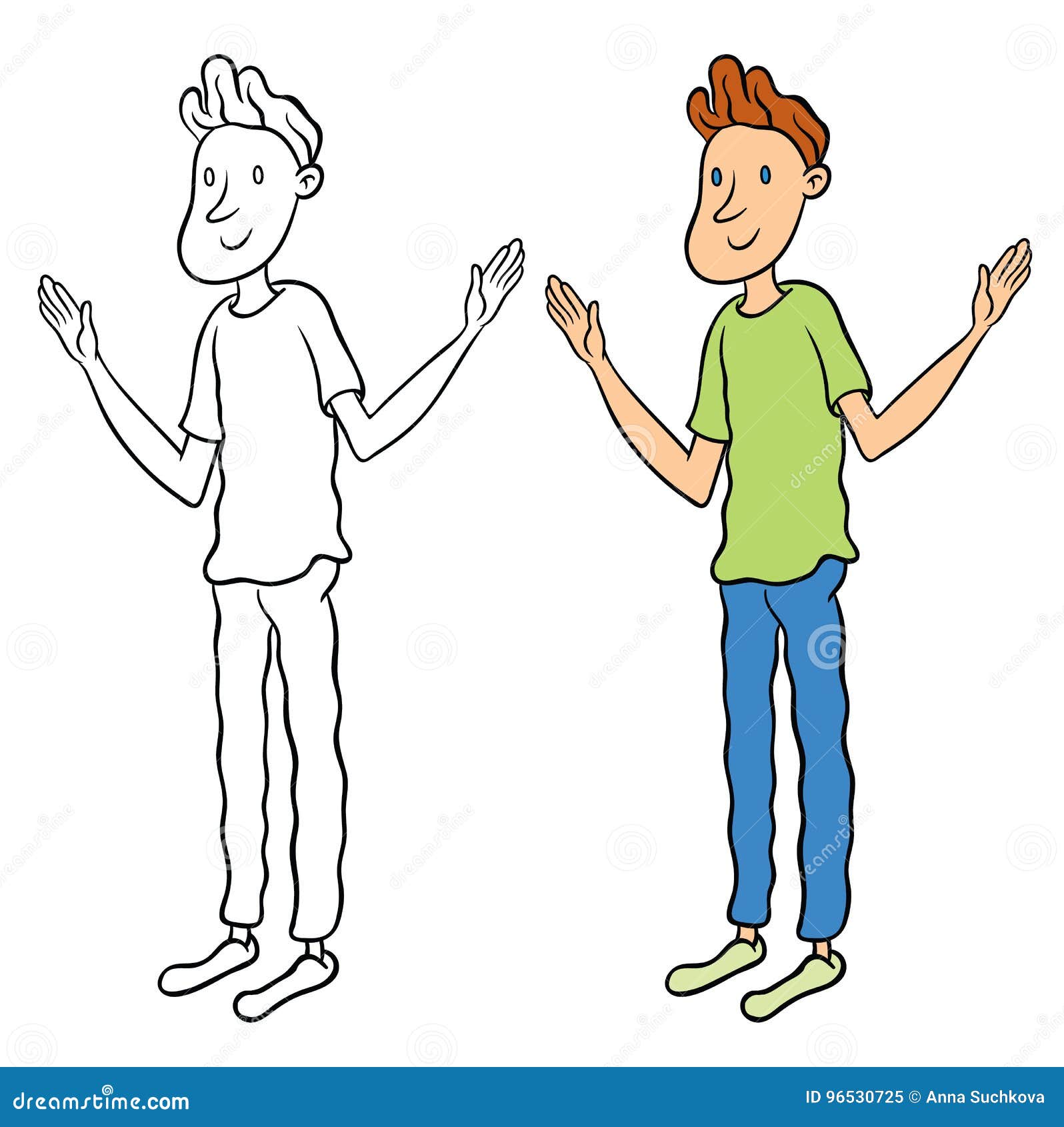 Handsome Young Man with His Hands Waving Affably Stock Vector ...