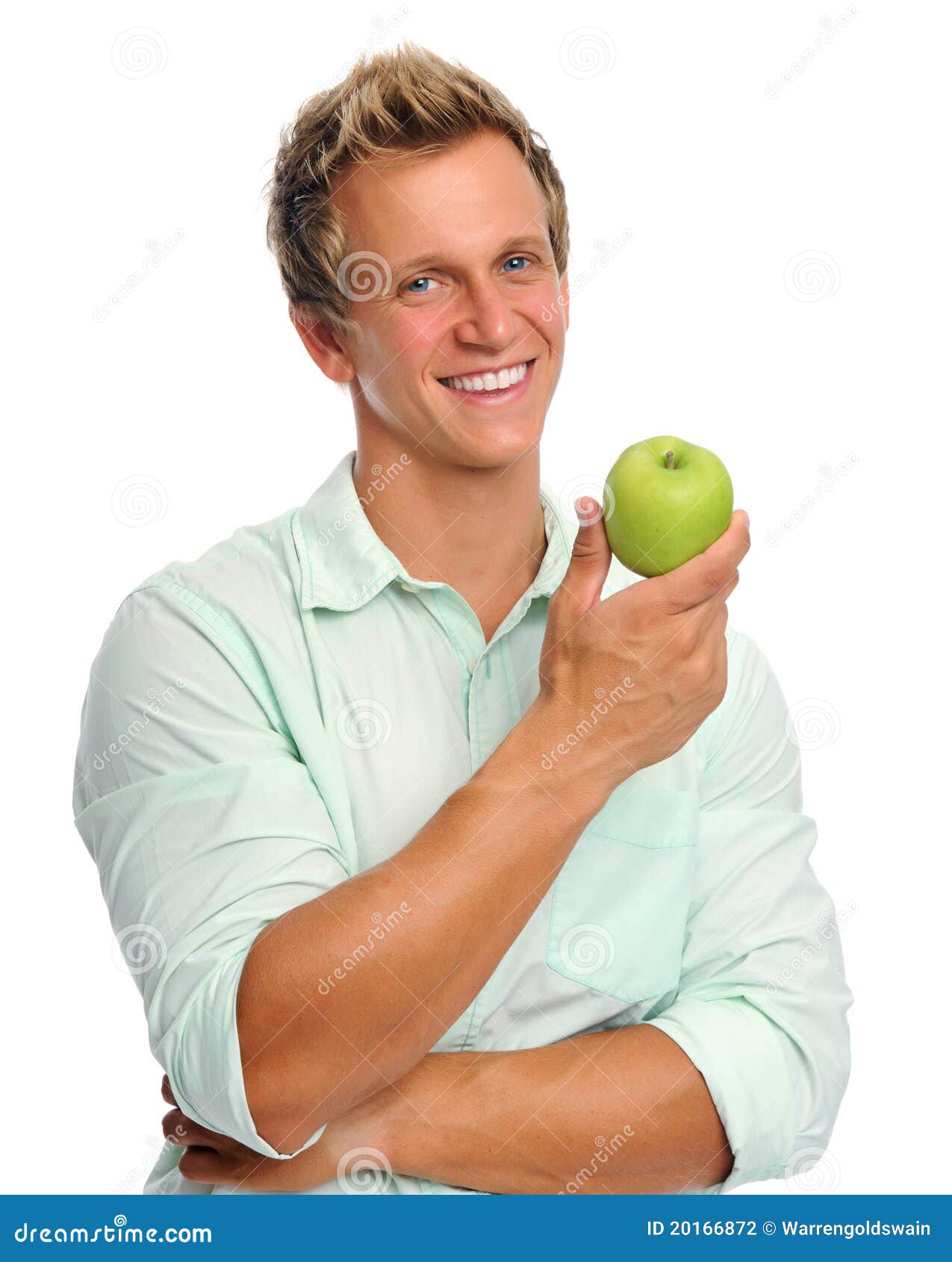 Handsome Young Man Holding an Apple Stock Photo - Image of shirt ...