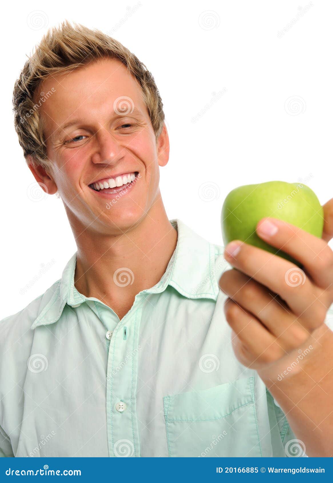 Handsome Young Man Holding an Apple Stock Image - Image of ...