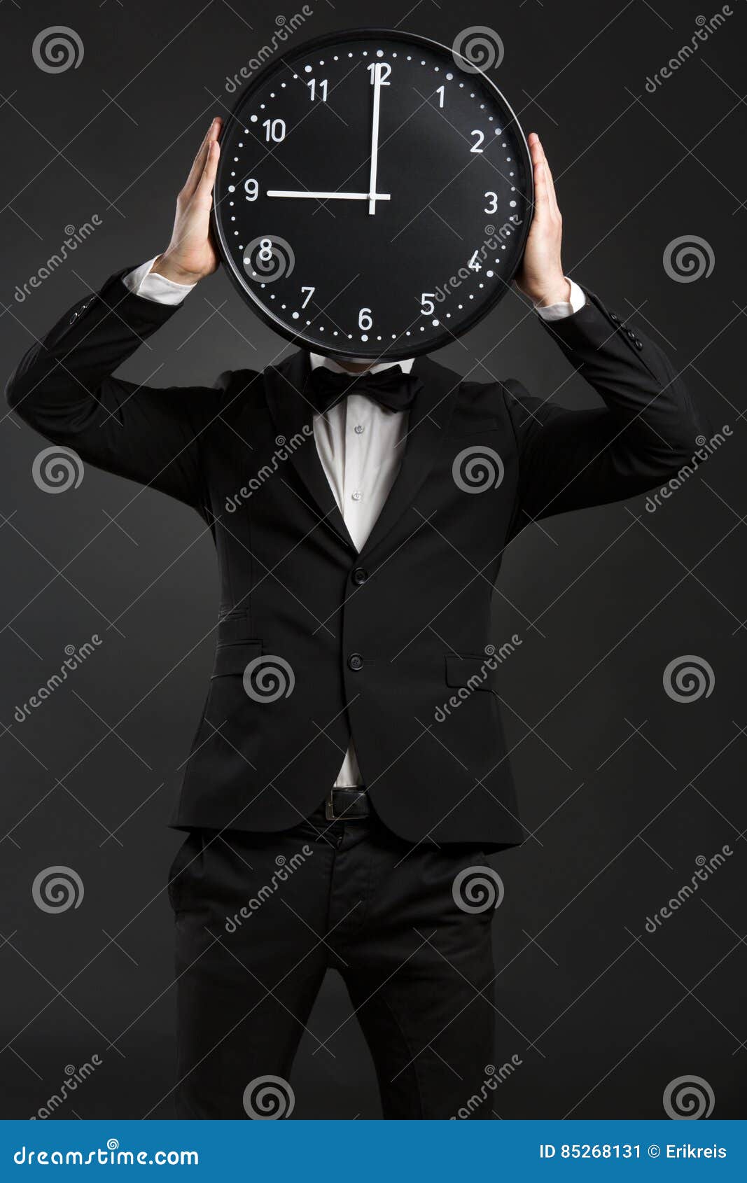 Handsome Young Man Holding a Clock Stock Image - Image of time ...