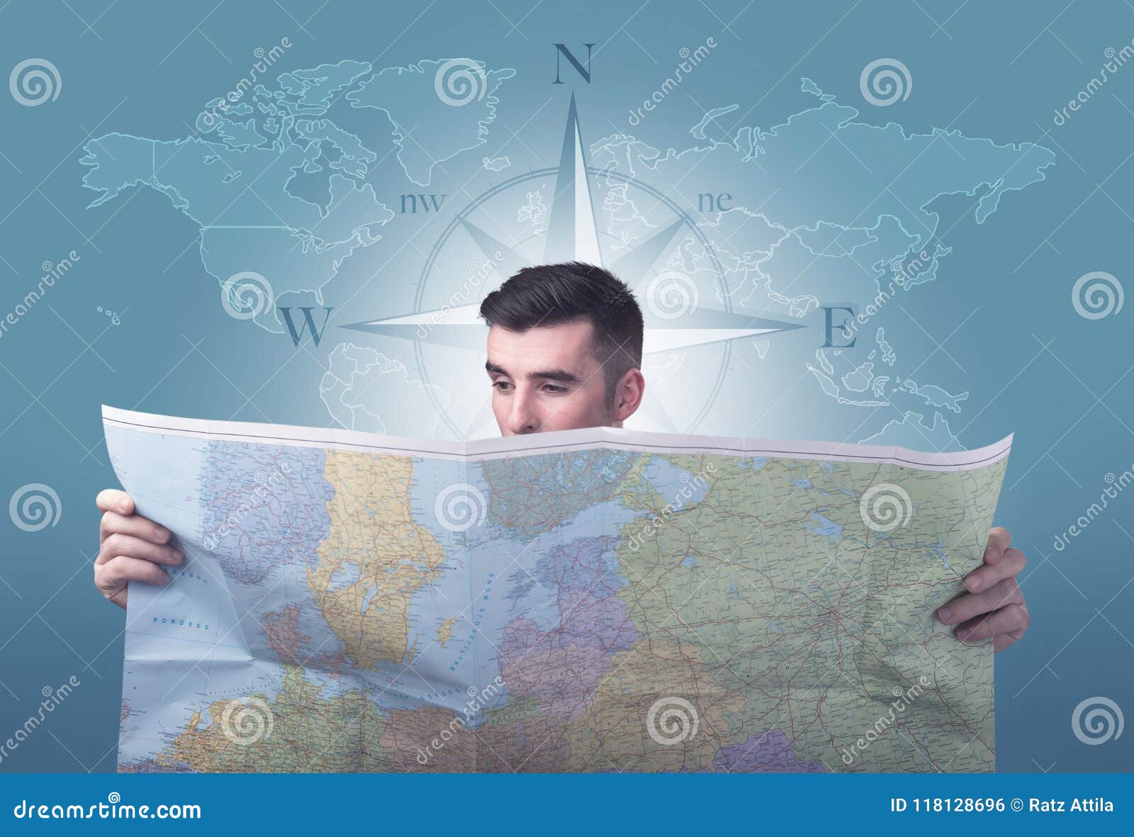 Young man holding map stock photo. Image of hobby, lifestyle - 118128696