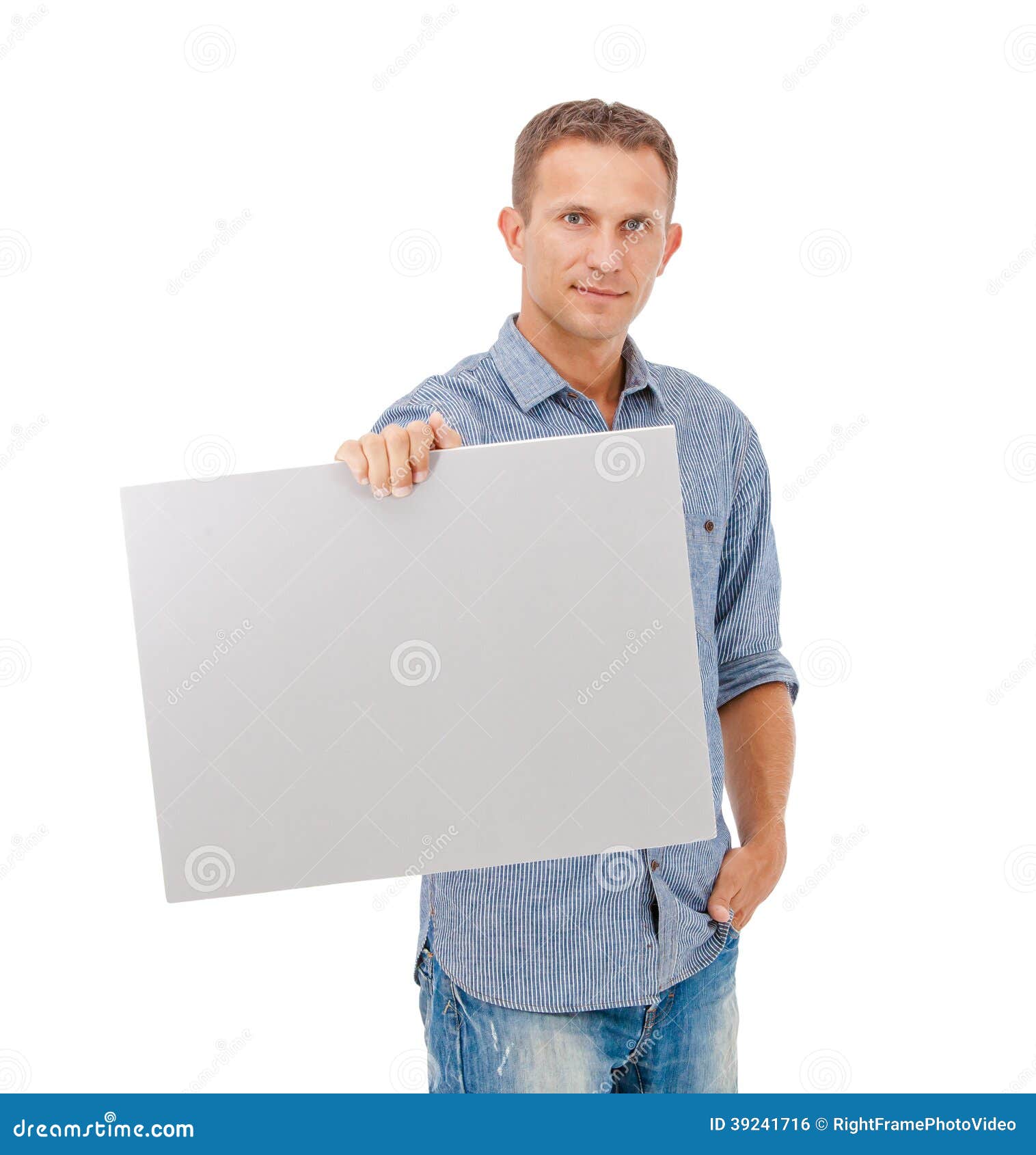 A Handsome Young Man Holding a Placard Stock Photo - Image of portrait ...