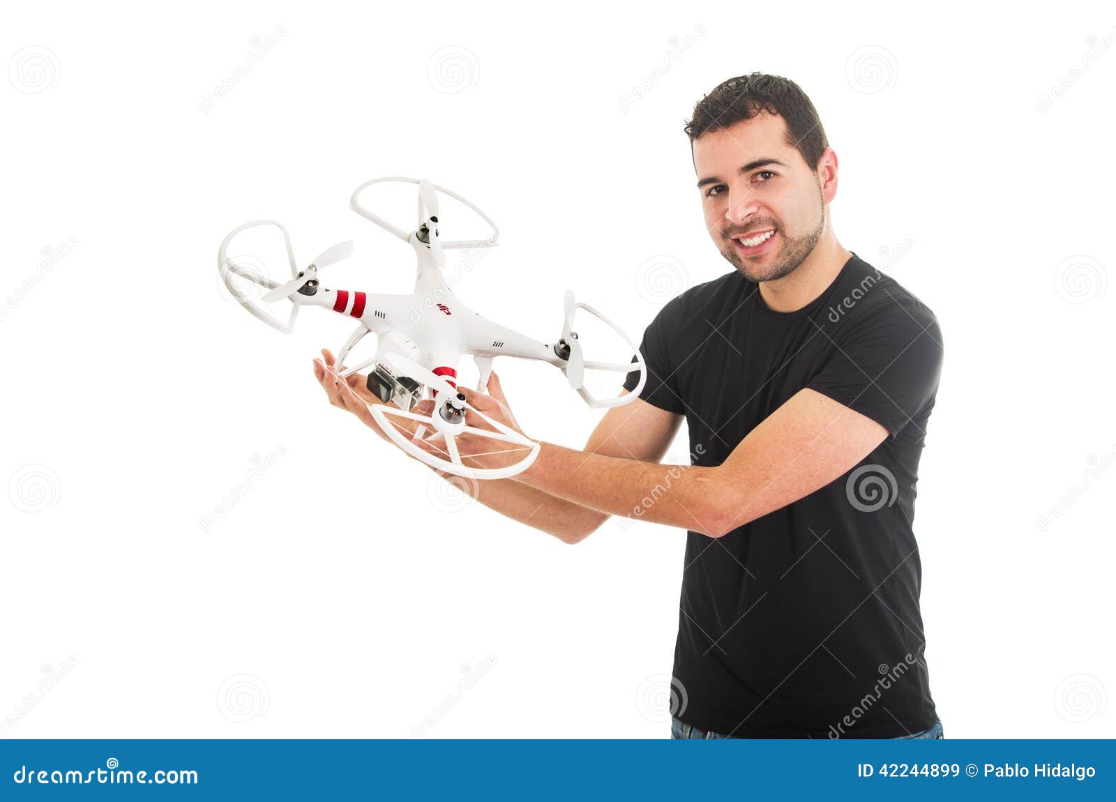 Handsome Young Man Holding Quadcopter Drone Stock Image - Image of ...