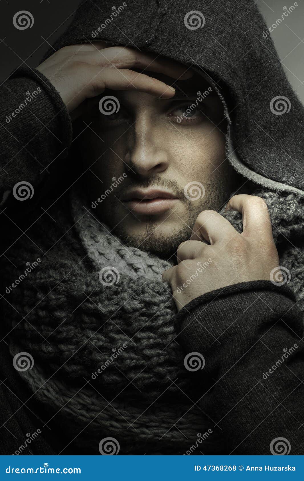 Handsome Young Man in a Hood Stock Photo - Image of cool, male: 47368268