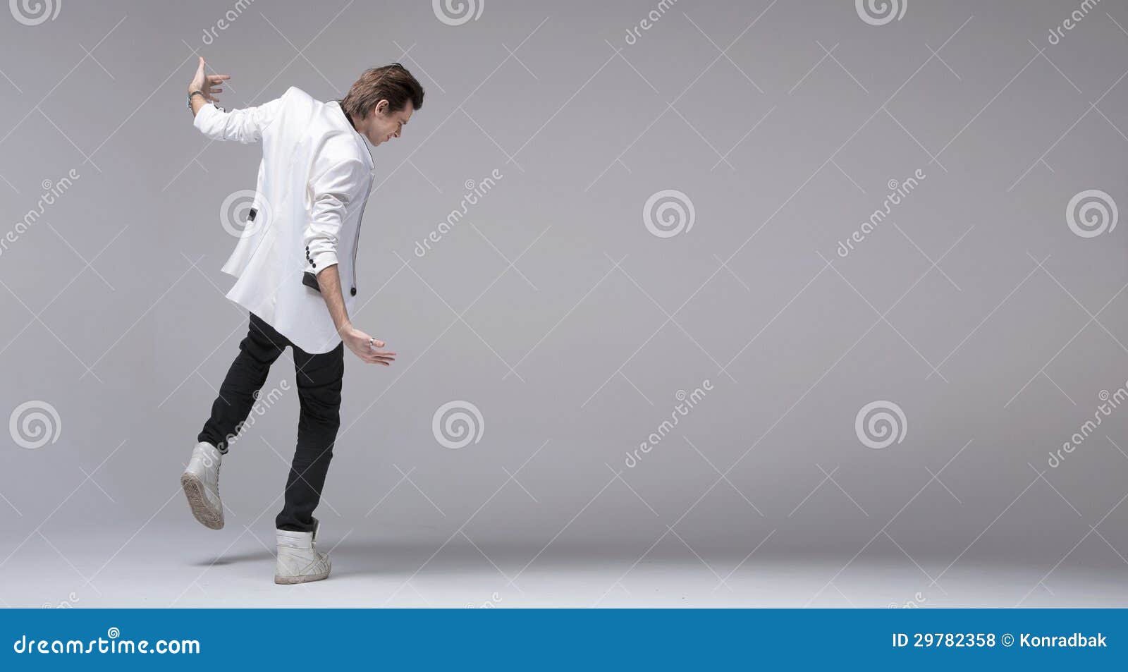 Handsome Boy with Jacket Dancing Alone Stock Photo - Image of adult ...
