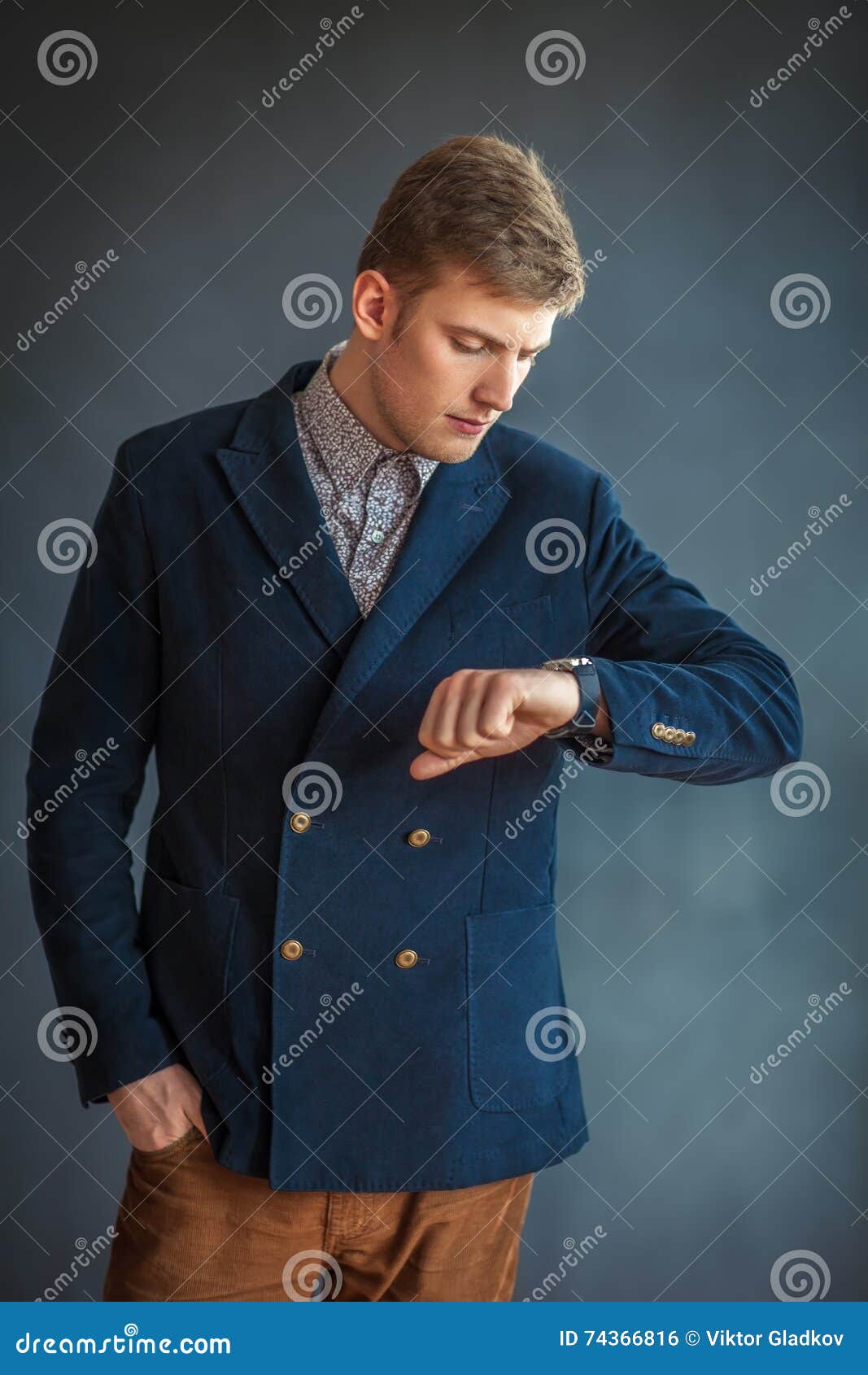 Handsome Young Man Looking at His Watch Stock Photo - Image of assured ...
