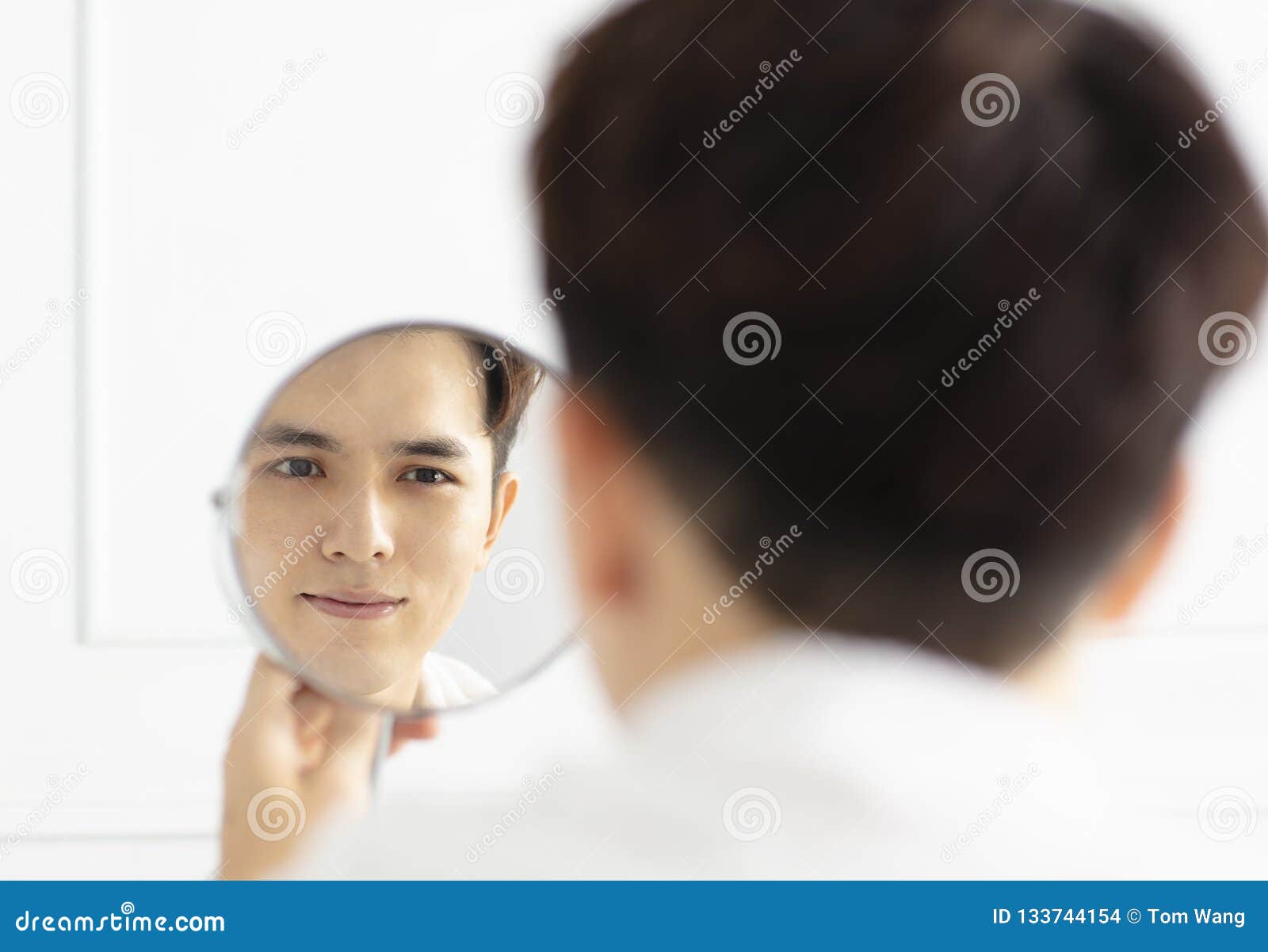 Handsome Young Man Looking in Mirror Stock Photo - Image of chinese ...