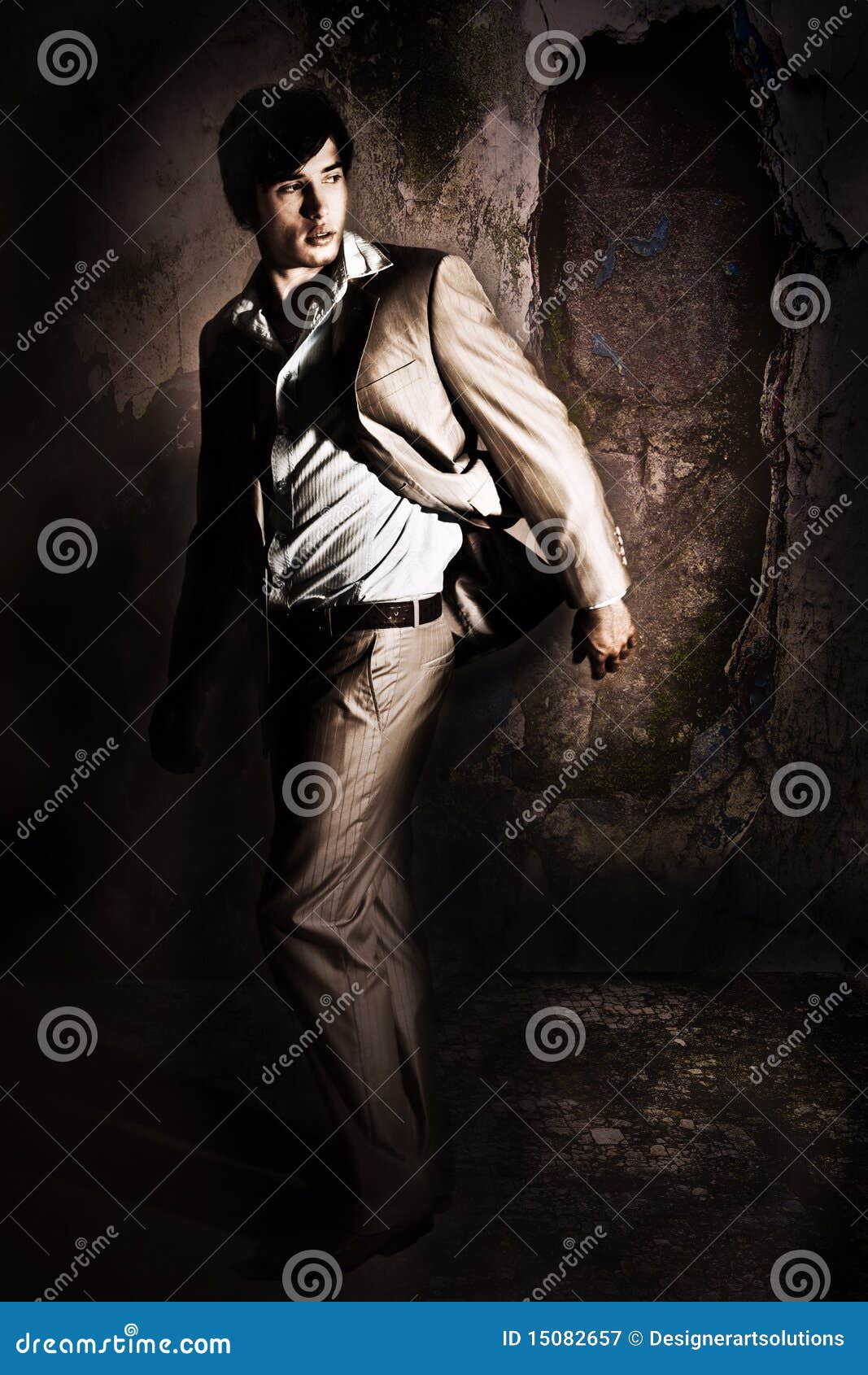 Handsome Young Man Looking Over His Shoulder Stock Image - Image of ...