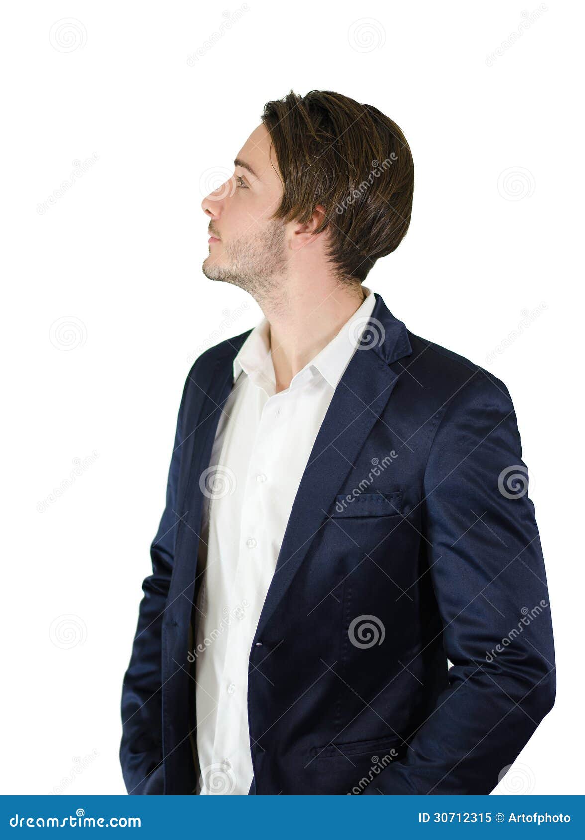 Handsome Young Man Looking To a Side Stock Image - Image of isolated ...
