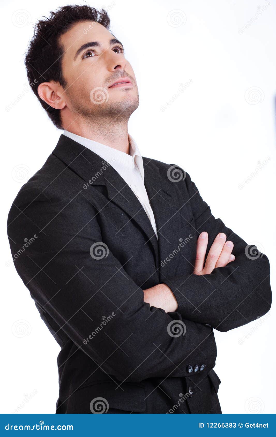 Handsome Young Man Looking Up Stock Image - Image of corporate, looking ...